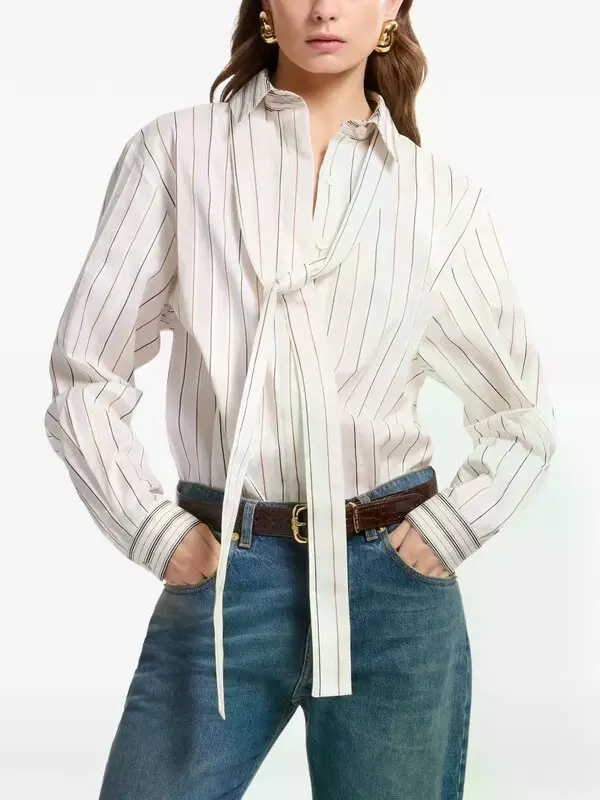 Elie Saab Striped Tie-neck Shirt