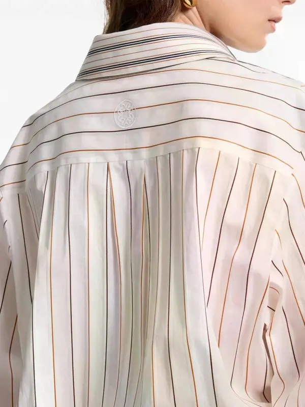 Elie Saab Striped Tie-neck Shirt