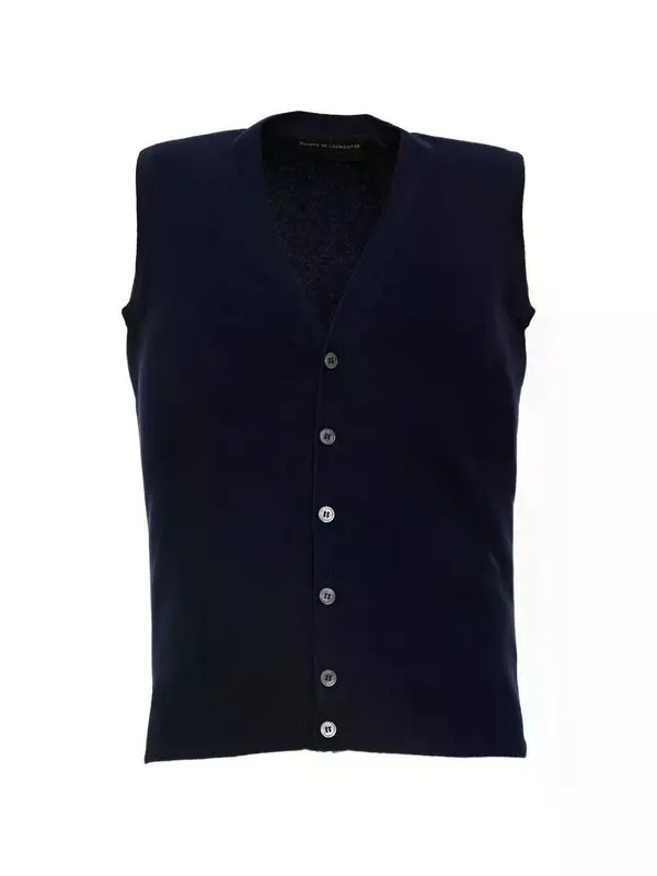 FILIPPO DE LAURENTIIS Button-up V-neck Cardigan - Blue
