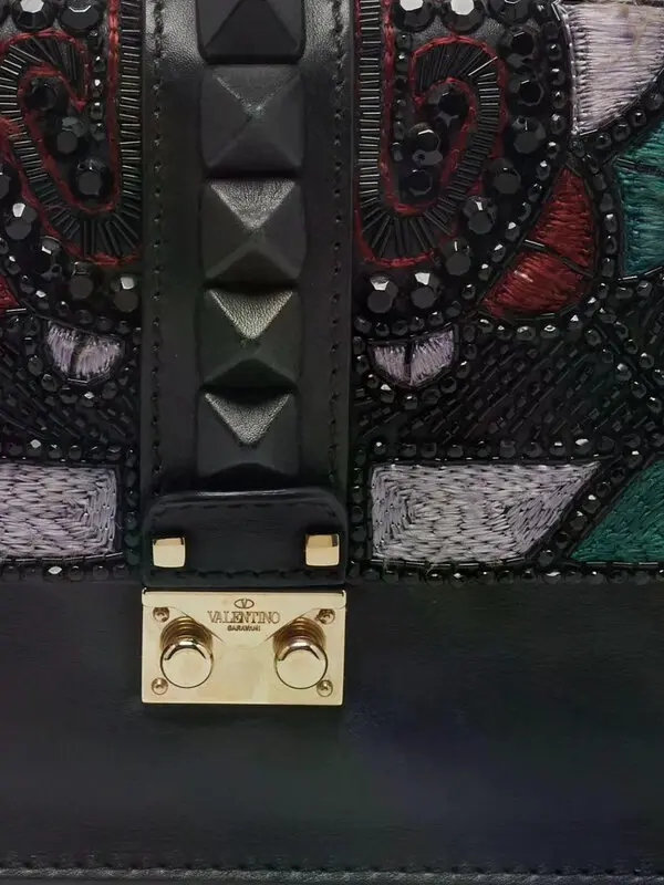 Valentino Garavani Rockstud Glam Lock Bead-embellished Shoulder Bag