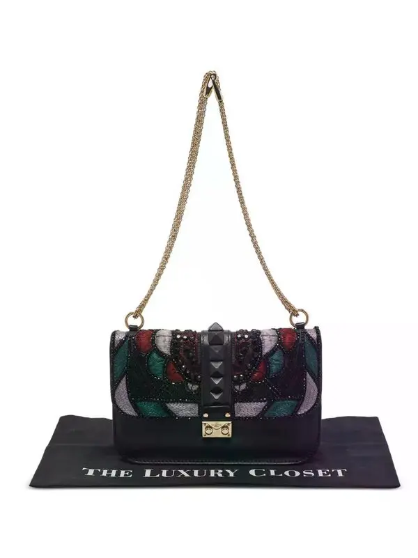 Valentino Garavani Rockstud Glam Lock Bead-embellished Shoulder Bag