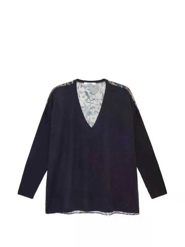 Malìparmi Floral-print V-neck Sweater - Blue