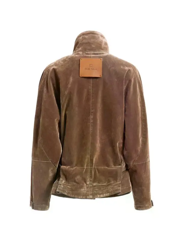 Elie Saab Flocked Belted Denim Jacket