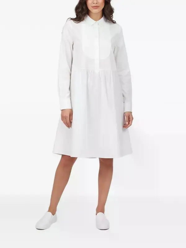 Dior Pintuck Bib Shirt Midi Dress - White