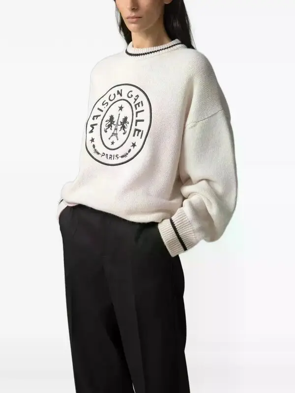 GAELLE PARIS Logo-embroidered Crew-neck Sweater