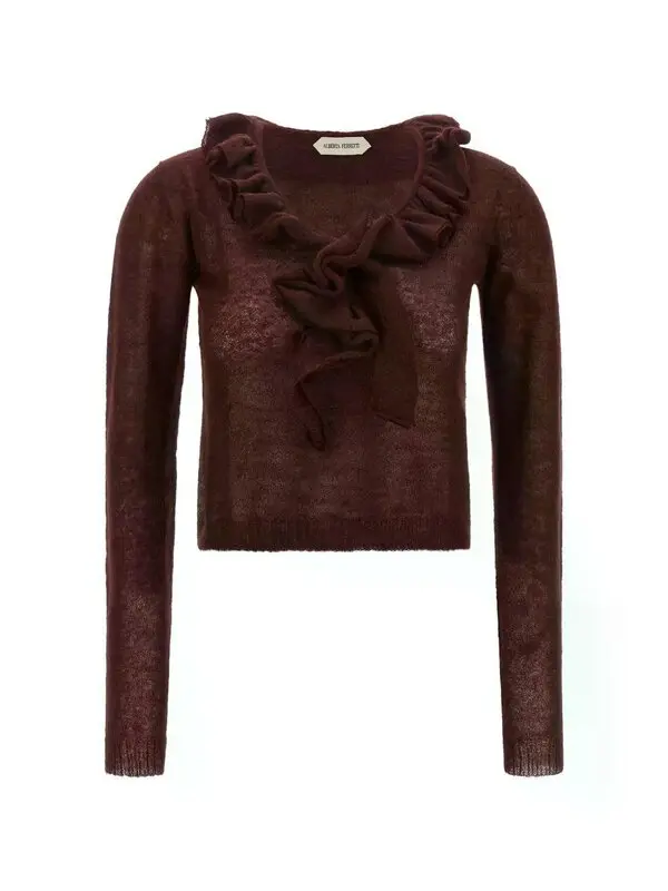 Alberta Ferretti Ruffled Cropped Sweater