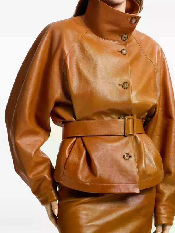 Elie Saab Belted Leather Jacket
