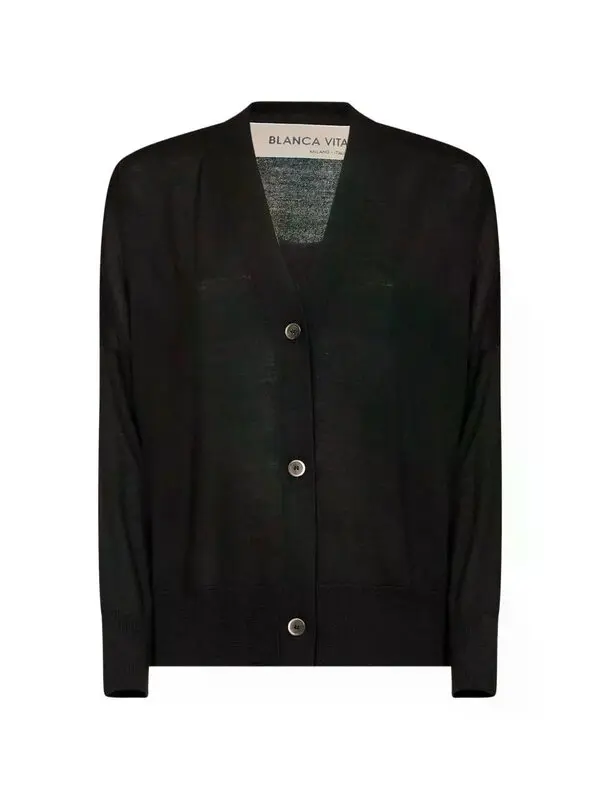 BLANCA VITA V-neck Button-up Cardigan - Brown