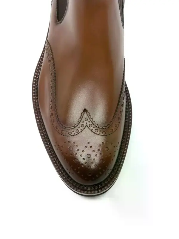 Santoni Brogue-detail Leather Boots