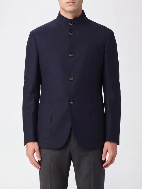 Giorgio Armani Slim Fit Single-breasted Virgin Wool Blazer With High Collar
