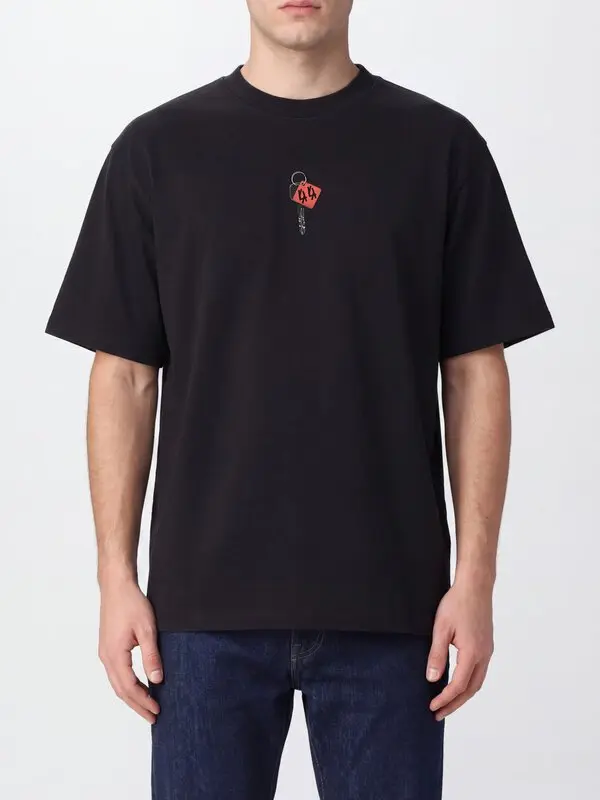 44 LABEL GROUP Cotton T-shirt With Contrasting Graphic Print And Dropped Shoulders