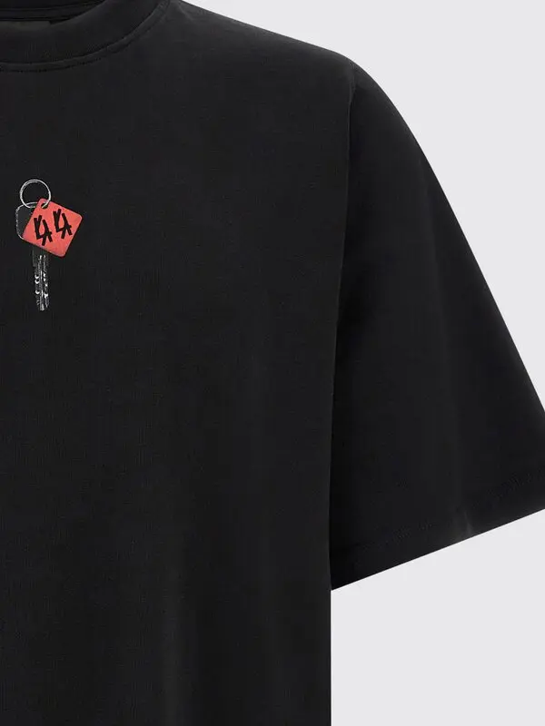 44 LABEL GROUP Cotton T-shirt With Contrasting Graphic Print And Dropped Shoulders