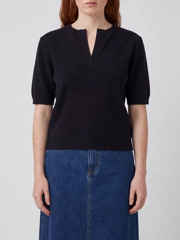 Pinko Wool And Cashmere Crewneck Jumper With Short Puff Sleeves - Black