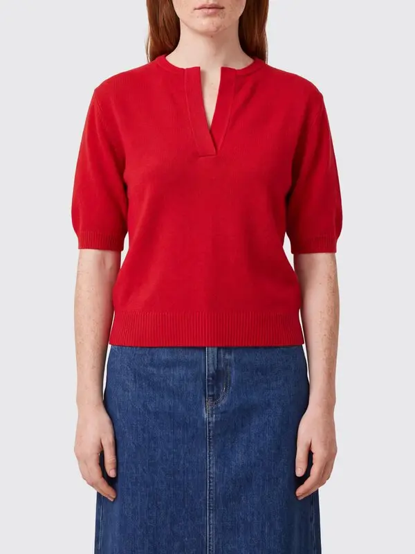 Pinko Wool And Cashmere Crewneck Jumper With Short Puff Sleeves - Red