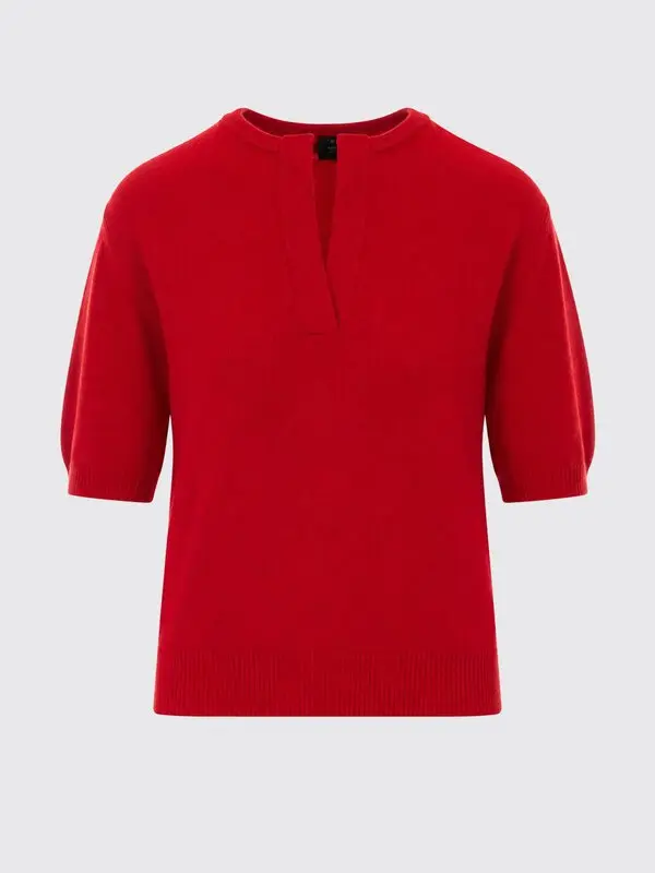 Pinko Wool And Cashmere Crewneck Jumper With Short Puff Sleeves - Red