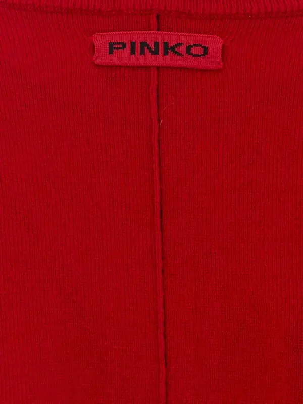Pinko Wool And Cashmere Crewneck Jumper With Short Puff Sleeves - Red