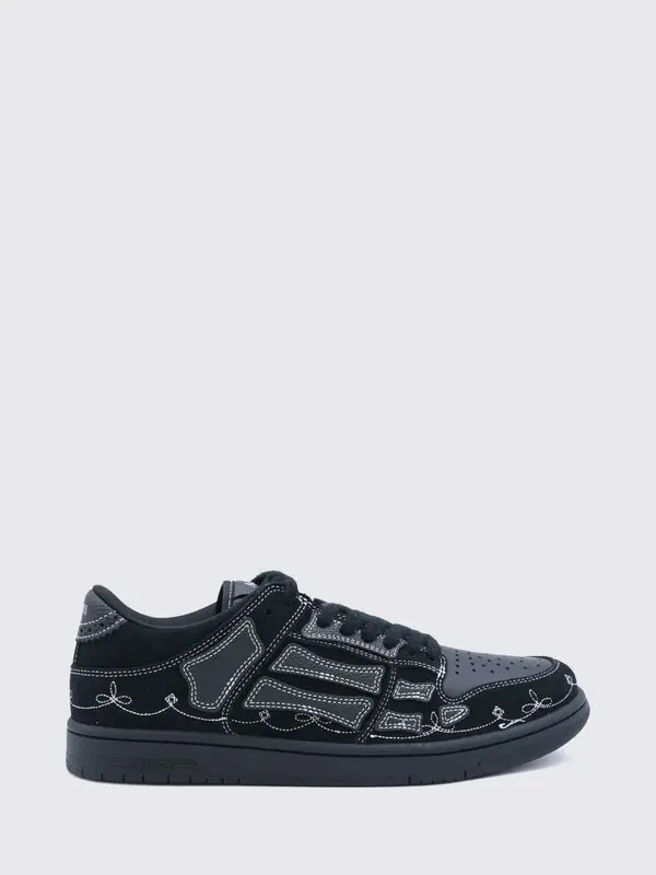 Amiri Skel Top Low Leather Trainers With Contrasting Embroidered Appliqués