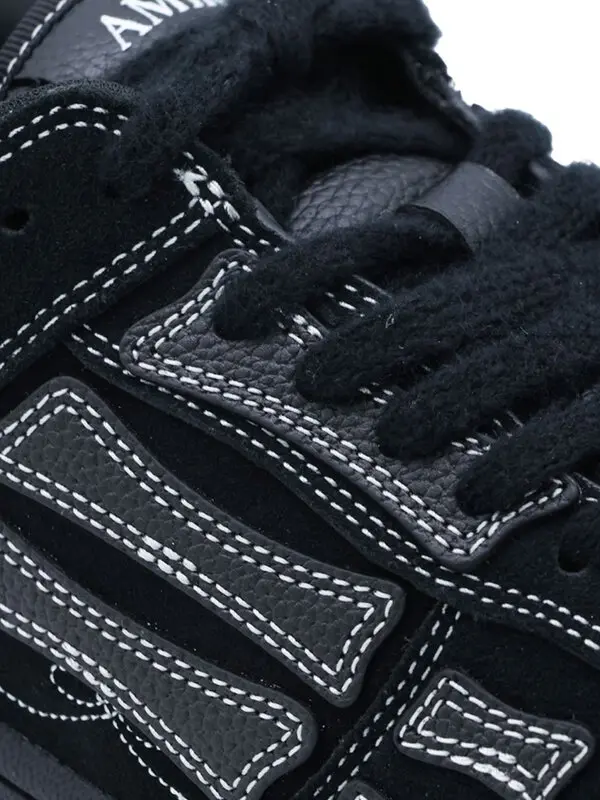 Amiri Skel Top Low Leather Trainers With Contrasting Embroidered Appliqués