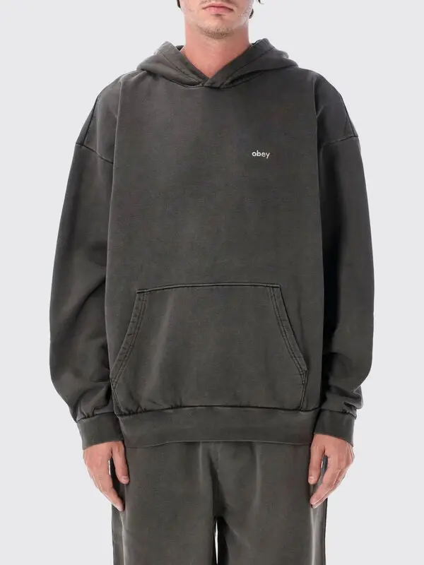 Obey Relaxed Fit Cotton Hoodie Sweatshirt With Pouch Pocket And Logo