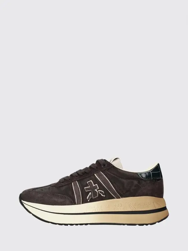 Premiata Bethcoin Suede And Mesh Trainers With Colour-block Design And Platform Sole