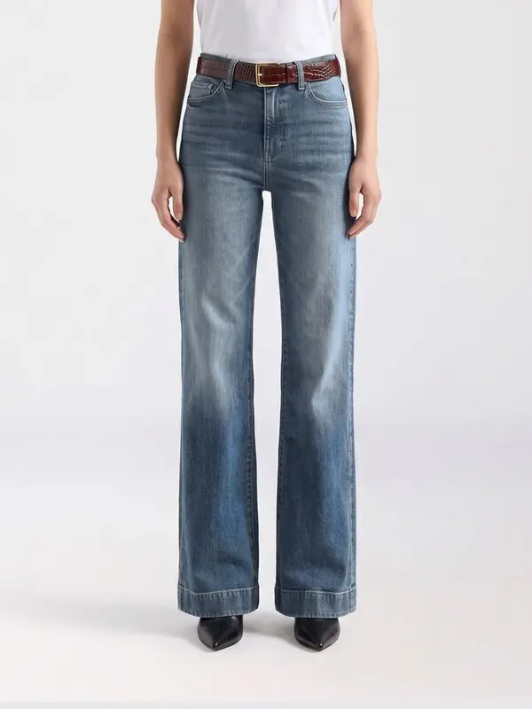 7 For All Mankind Dojo High-waisted Straight Leg Jeans In Cotton Denim