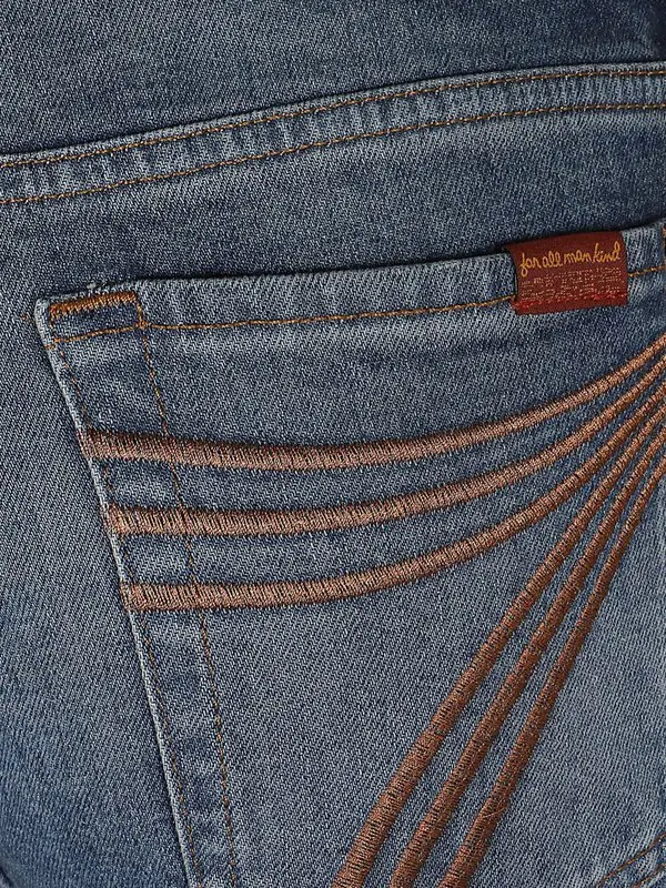 7 For All Mankind Dojo High-waisted Straight Leg Jeans In Cotton Denim