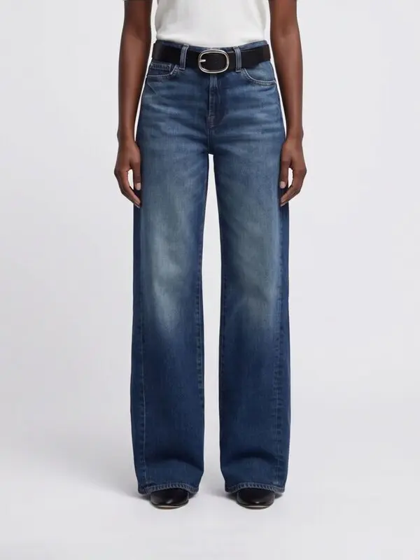 7 For All Mankind Lotta High-waisted Wide Leg Trousers In Technical Fabric