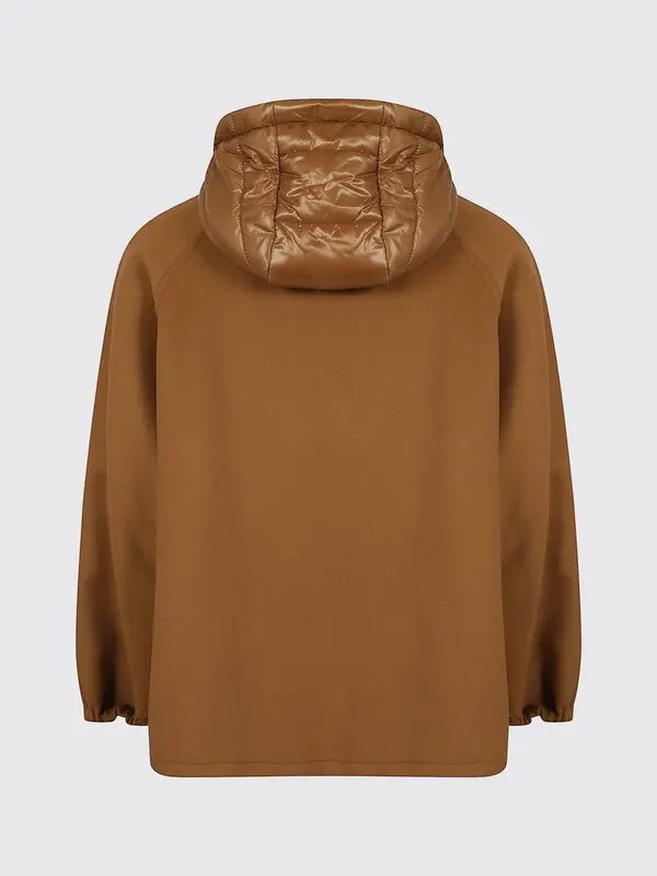 Herno Hooded Wool Cloth Short Coat With Nylon Inserts
