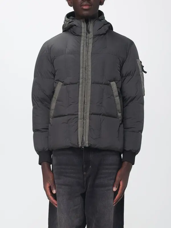 Stone Island Hooded Recycled Nylon Short Down Jacket With Compass Logo