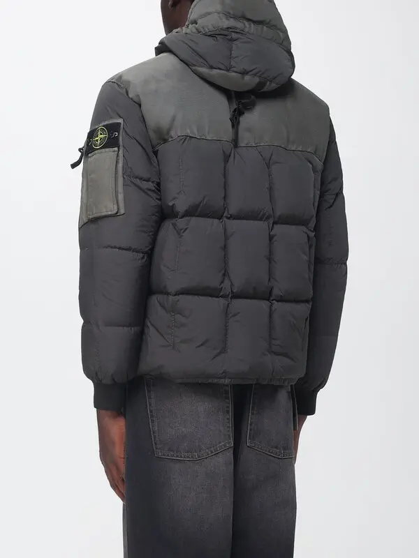 Stone Island Hooded Recycled Nylon Short Down Jacket With Compass Logo