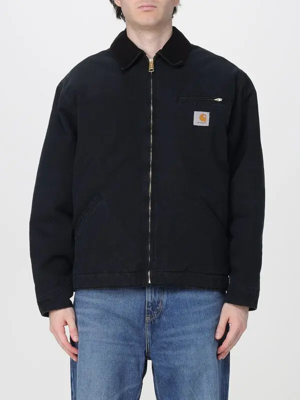 Carhartt Work In Progress Detroit Jacket In Organic Cotton With Velvet Collar - Black