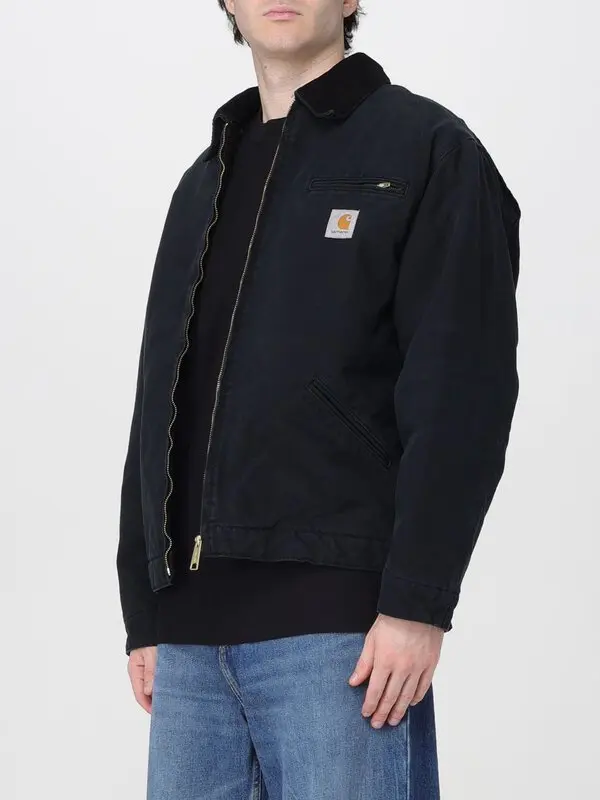 Carhartt Work In Progress Detroit Jacket In Organic Cotton With Velvet Collar - Black