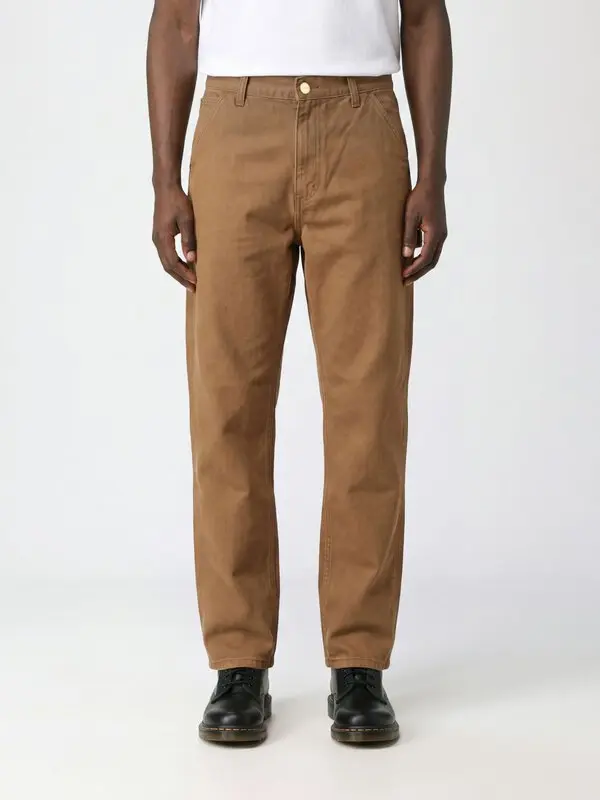 Carhartt Work In Progress Single Knee Wide-leg Trousers In Printed Organic Cotton Canvas - Brown