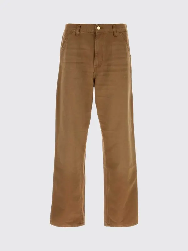 Carhartt Work In Progress Single Knee Wide-leg Trousers In Printed Organic Cotton Canvas - Brown