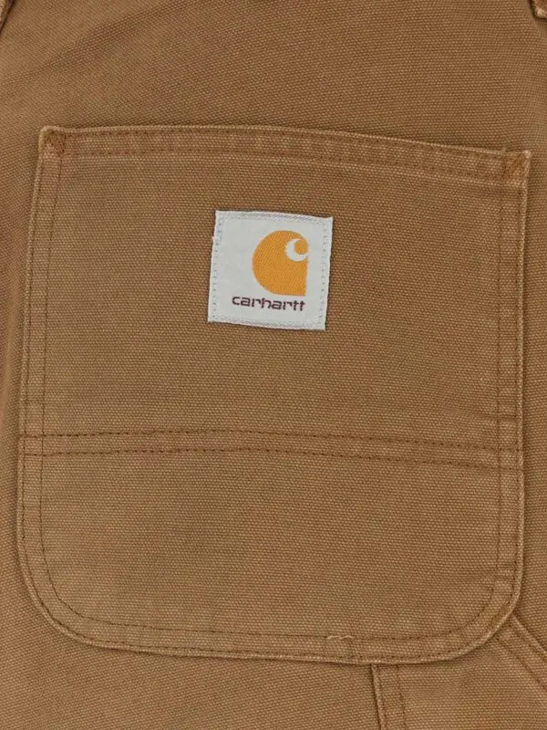 Carhartt Work In Progress Single Knee Wide-leg Trousers In Printed Organic Cotton Canvas - Brown