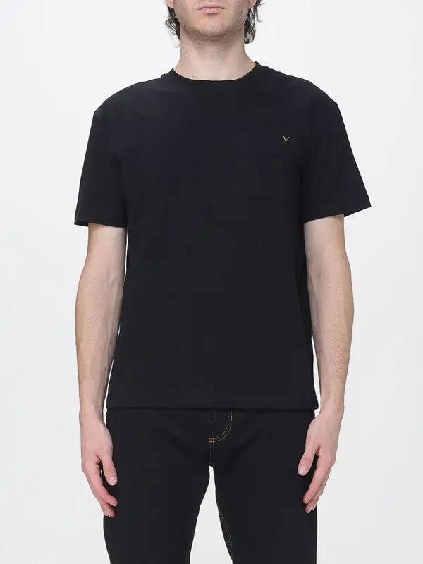 Valentino Garavani Cotton T-shirt With Pocket And Vlogo Signature Detail - Black