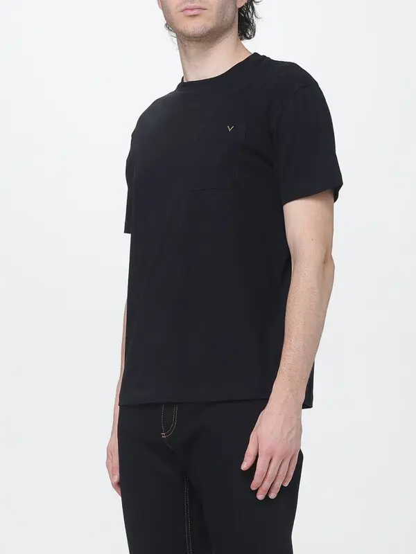 Valentino Garavani Cotton T-shirt With Pocket And Vlogo Signature Detail - Black