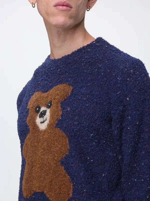 Moschino Virgin Wool Blend Teddy Bear Print Crewneck Jumper
