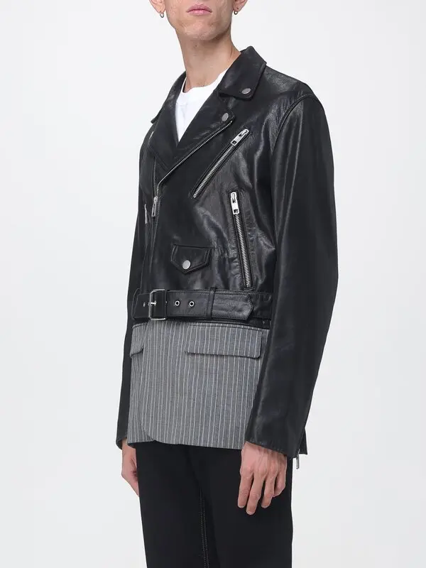 Moschino Patchwork Design Lambskin Biker Jacket
