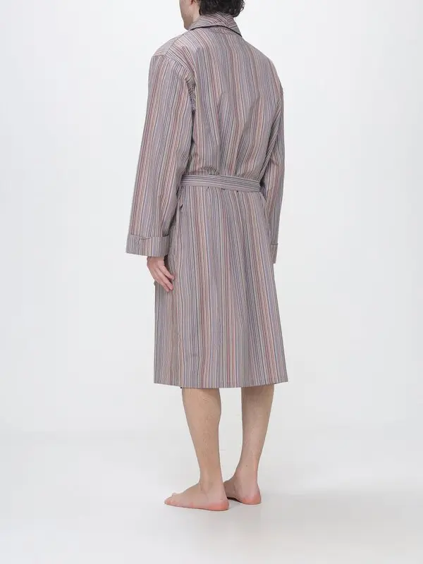 Paul Smith Striped Cotton Robe-style Bathrobe With Shawl Collar