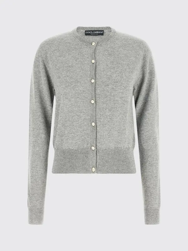 Dolce & Gabbana Crewneck Cardigan In Pure Cashmere With Contrasting Buttons