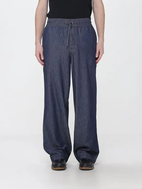 Loewe Wide-leg Trousers In Cotton Denim With Drawstring Waist And Embroidered Logo