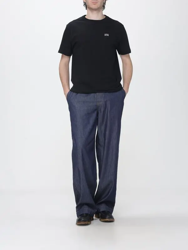 Loewe Wide-leg Trousers In Cotton Denim With Drawstring Waist And Embroidered Logo
