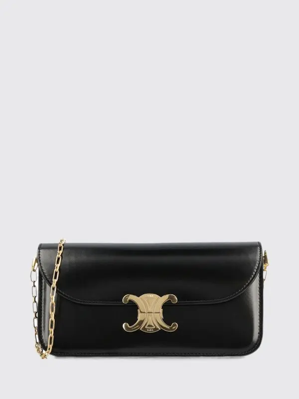 Celine Triomphe Mini Leather Crossbody Bag With Metallic Clasp