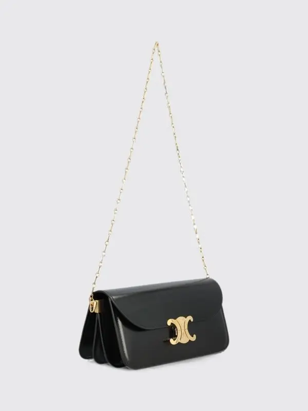Celine Triomphe Mini Leather Crossbody Bag With Metallic Clasp