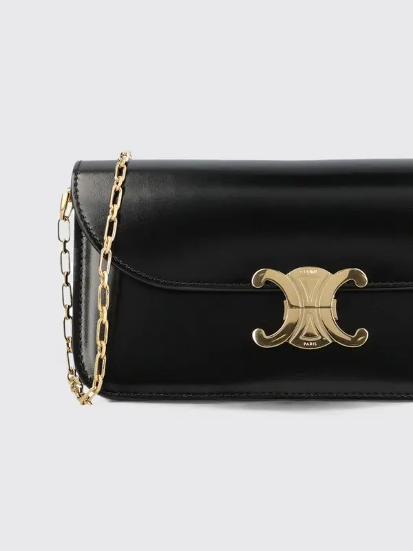 Celine Triomphe Mini Leather Crossbody Bag With Metallic Clasp