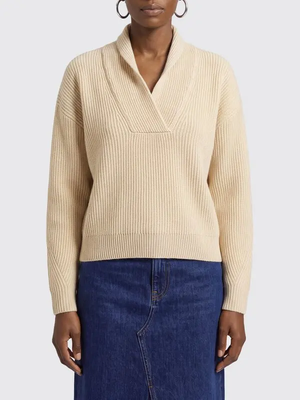 Brunello Cucinelli V-neck Jumper In Pure Cashmere With Ribbed Edges - Camel