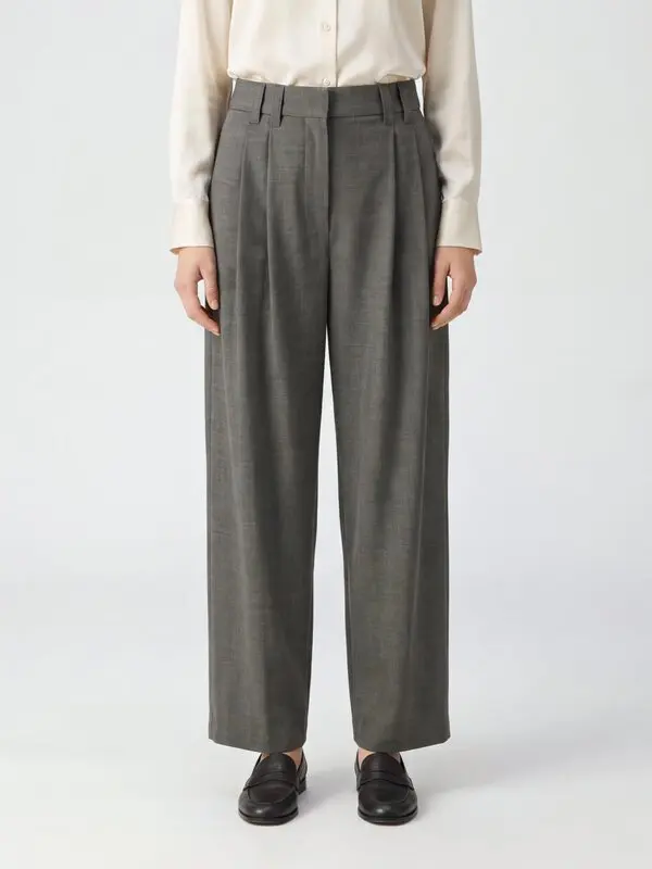 Brunello Cucinelli High-waisted Tailored Trousers In Wool Blend