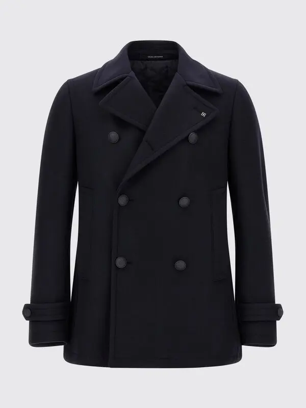 Tagliatore Double-breasted Pea Coat In Pure Wool With Wide Lapels