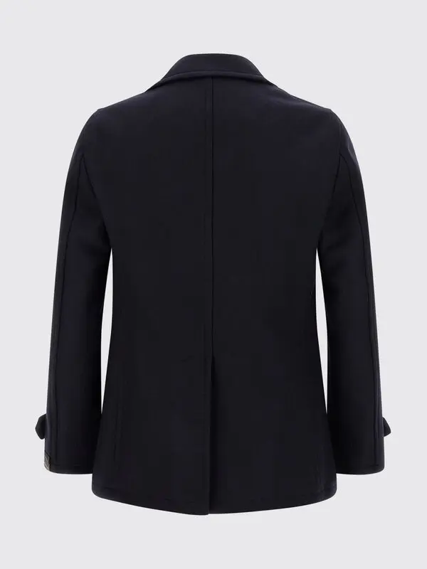Tagliatore Double-breasted Pea Coat In Pure Wool With Wide Lapels